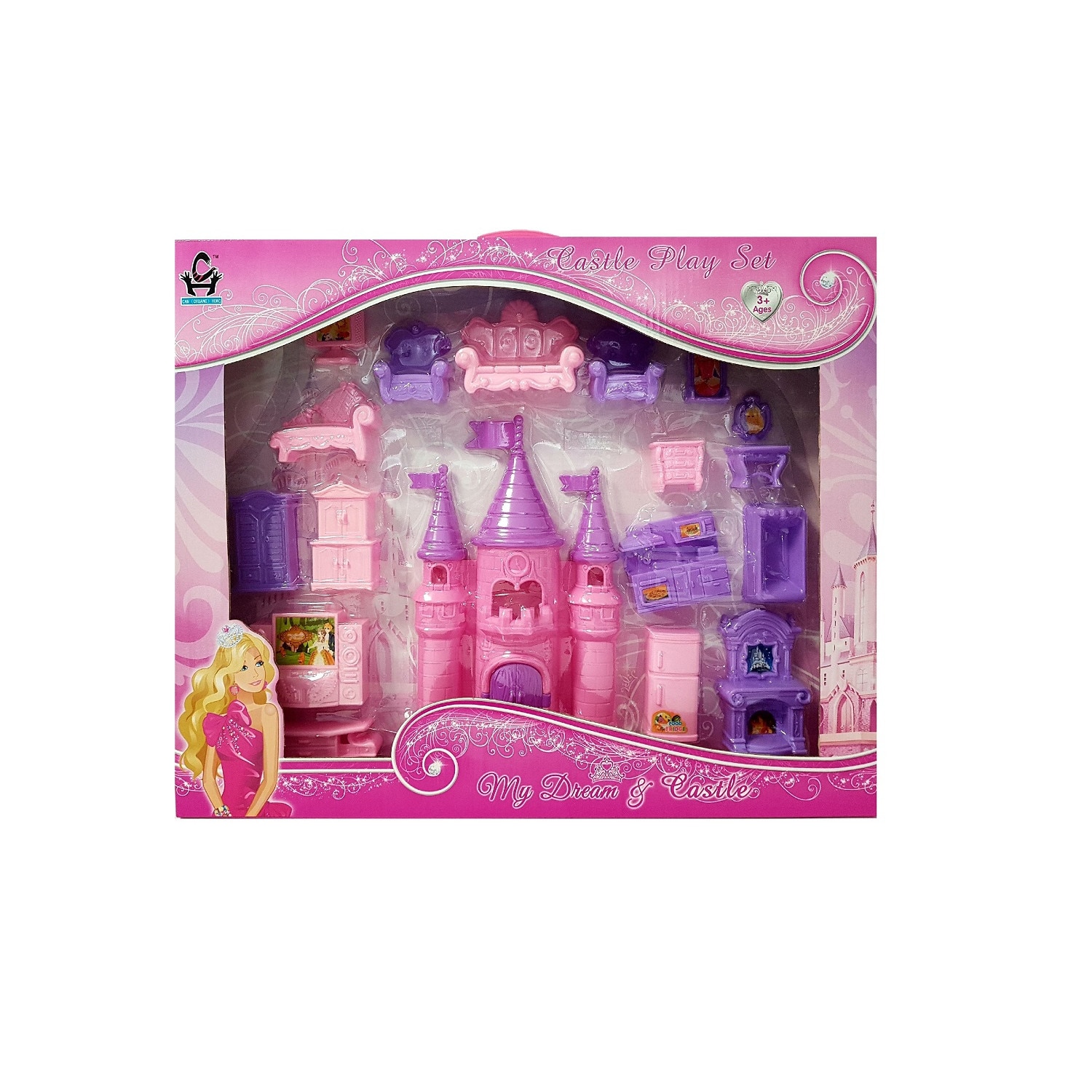 Set castel papusi si mobilier, 17 piese - eMAG.ro