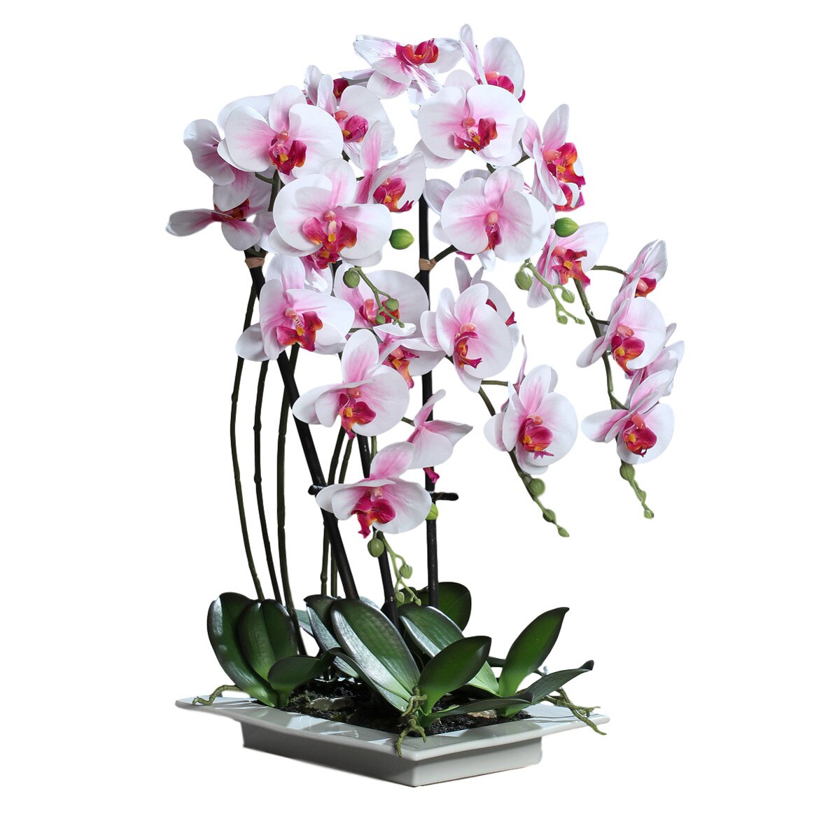 Set 2 x Orhidee artificiala in ghiveci ceramic alb - 62 cm - eMAG.ro