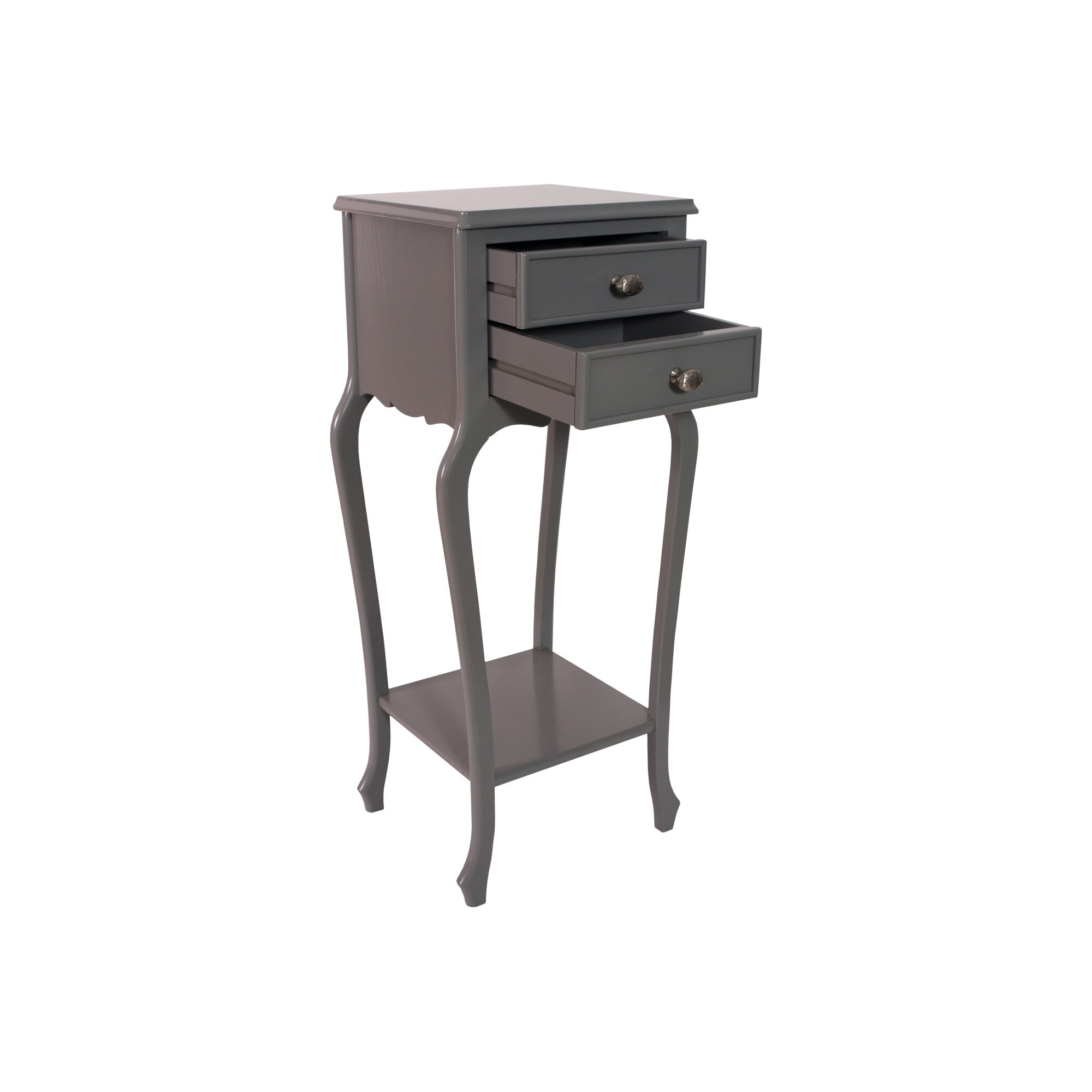 Noptiera lemn masiv Karina Gri 40x34x92 cm - eMAG.ro