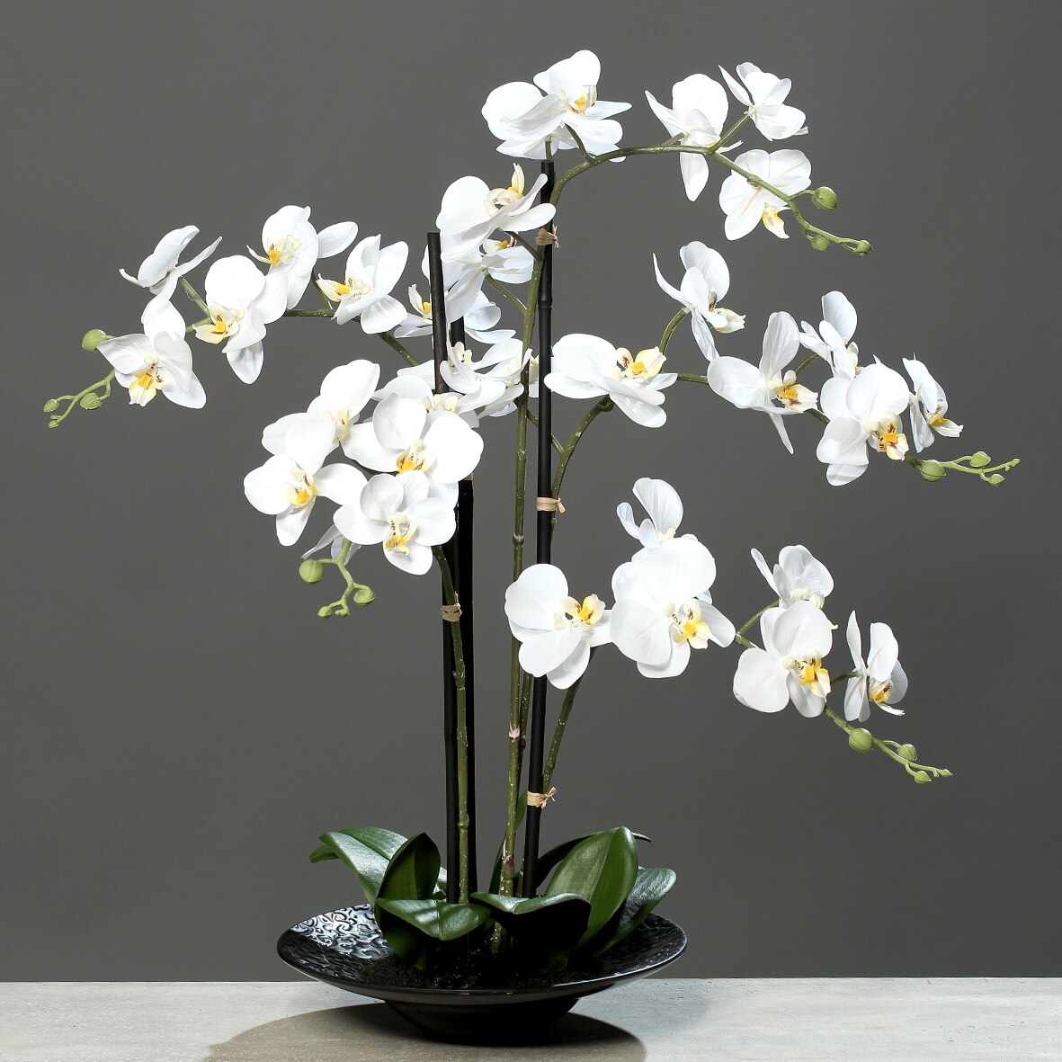 Set 2 x Orhidee artificiala in ghiveci negru din melamina - 59 cm - eMAG.ro