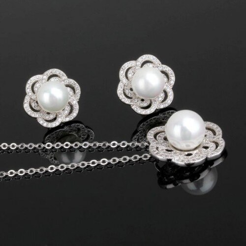 Set bijuterii cu perle White Trio Pearls - eMAG.ro