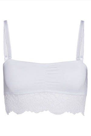NEXT, Bustiera fara sustinere metalica, cu garnitura de dantela, Alb ...
