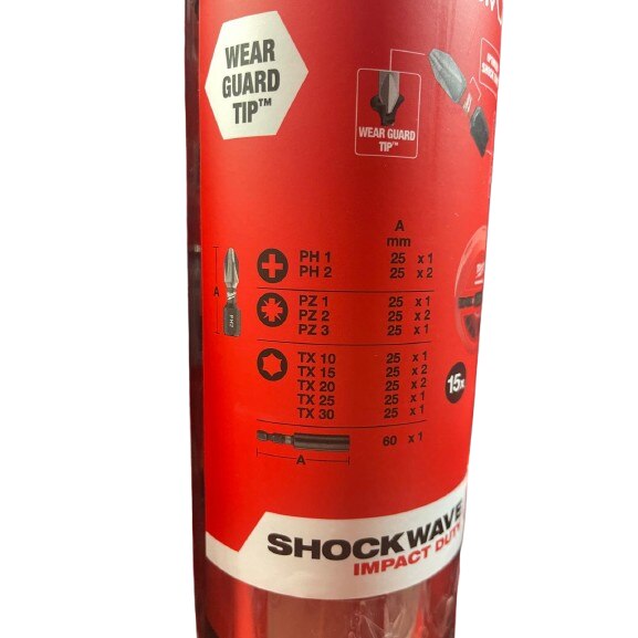 Set de 15 biti Shockwave, Milwaukee, in caseta puck - eMAG.ro