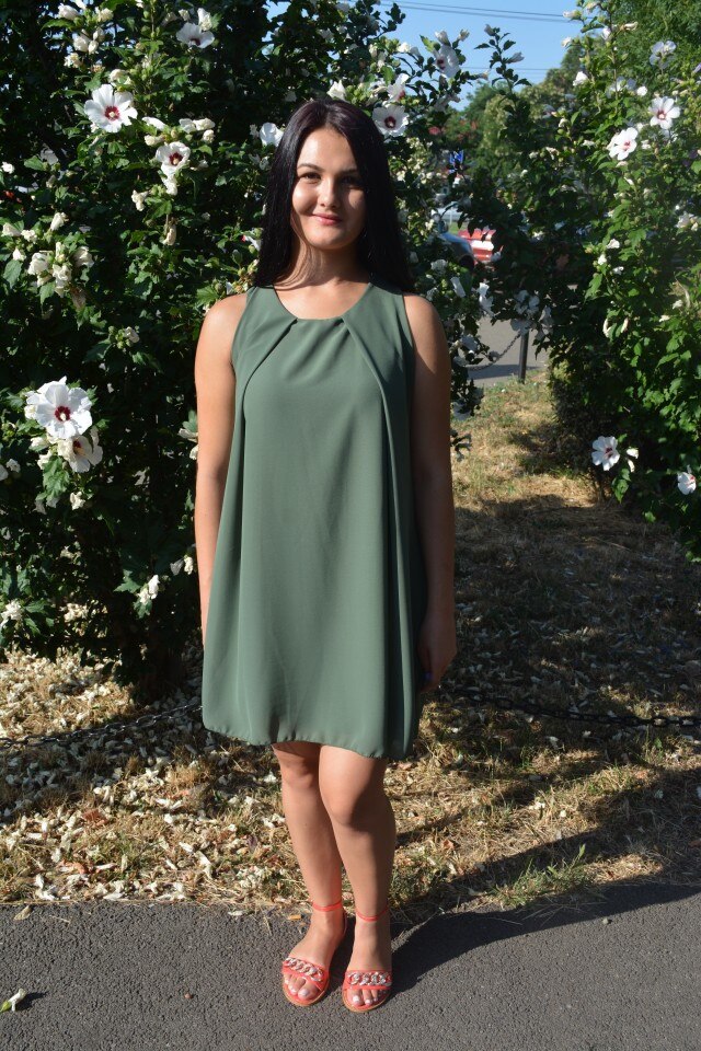 Rochie simpla realizata din voal fin, D&J Exclusive, Verde inchis, 36 ...