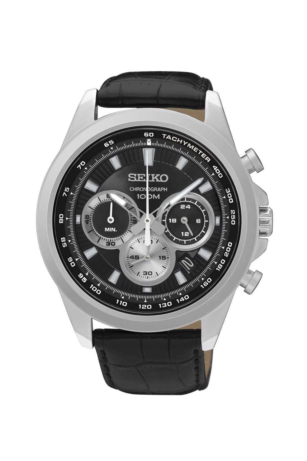 Seiko, Часовник с хронометър и екзотичен десен, Черен - eMAG.bg