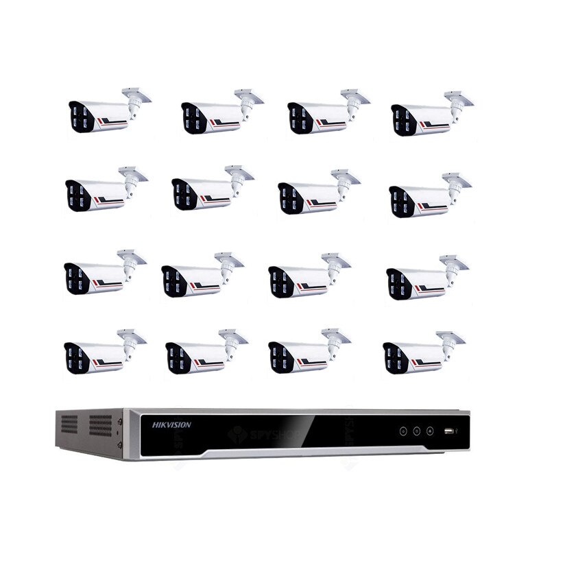 Kit 16 camere supraveghere IP cu POE 4MP exterior 80m IR ROVISION+NVR ...
