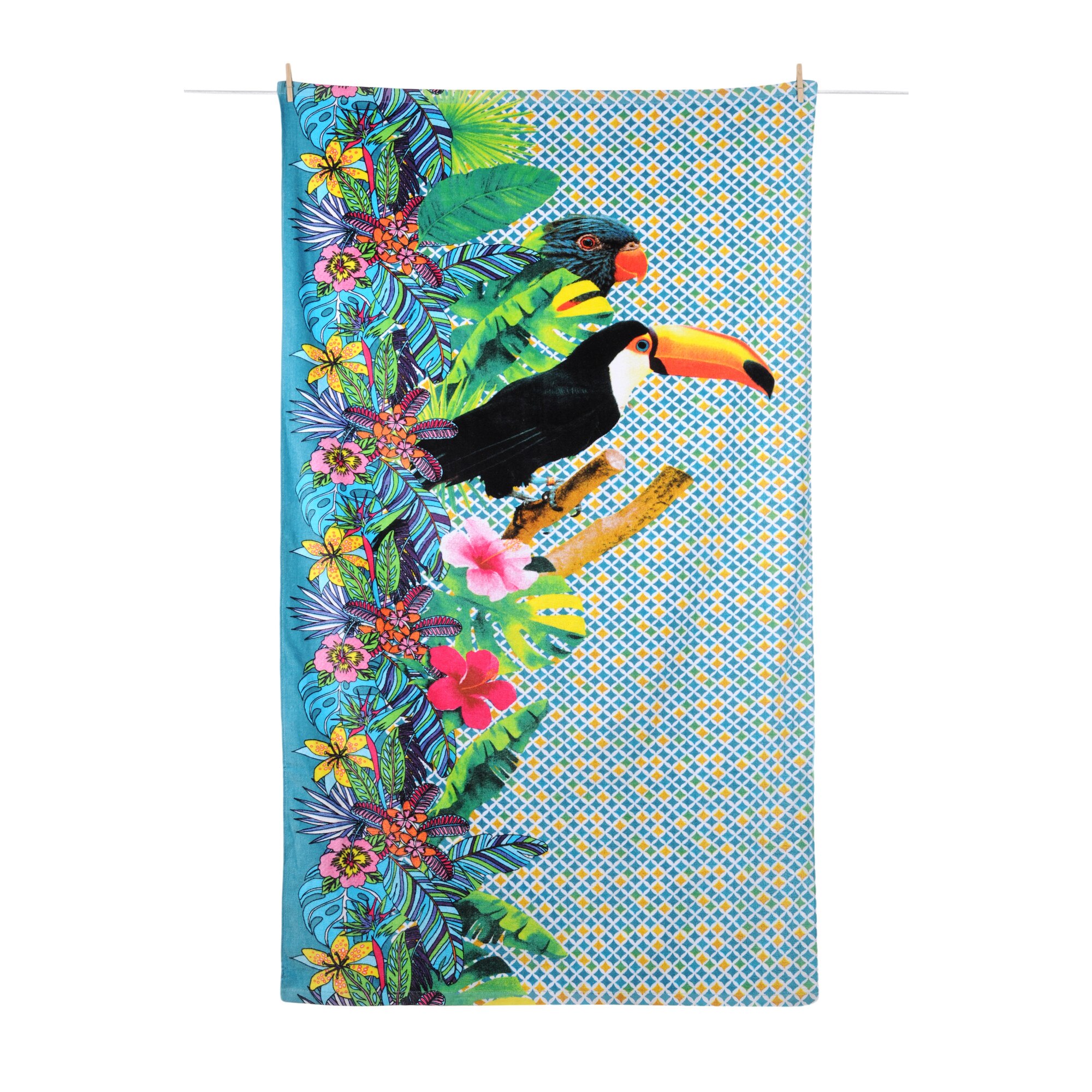 Prosop plaja bumac papagal 100x180 cm colorat Tamari - eMAG.ro