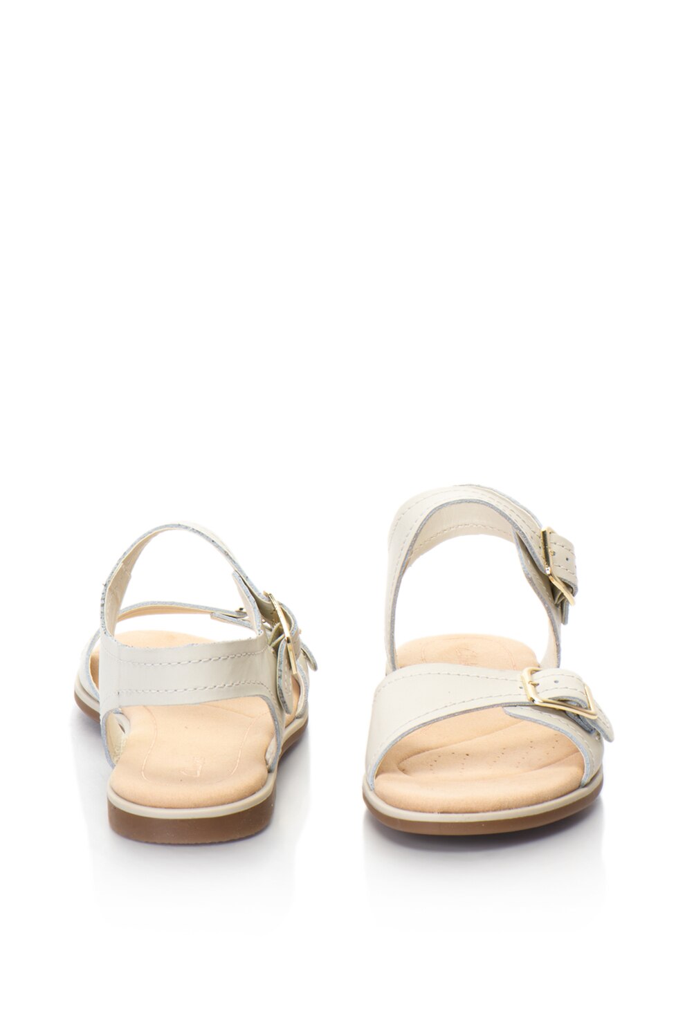 Clarks, Sandale de piele cu bareta pe glezna Bay Primrose, alb prafuit ...