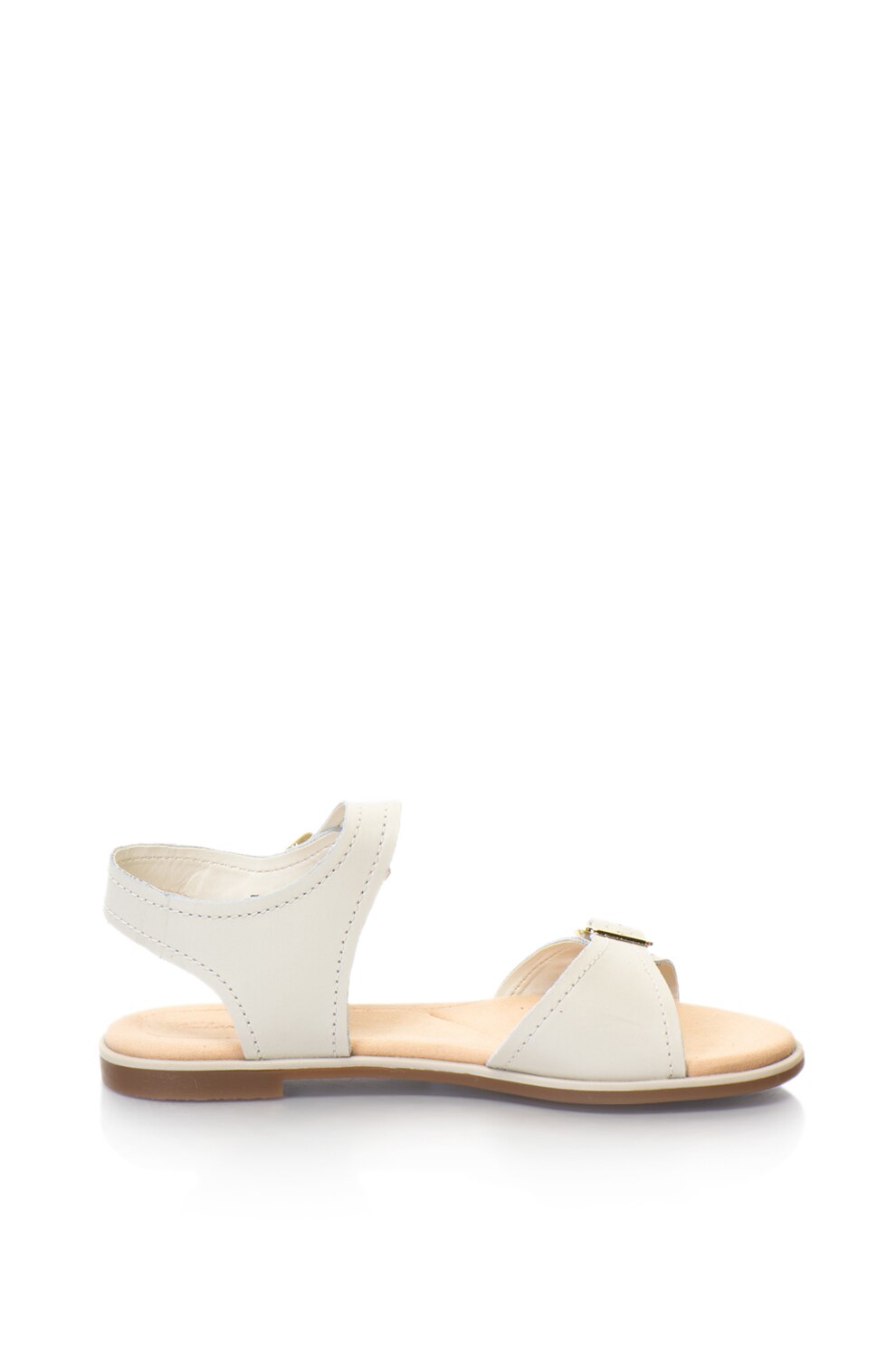 Clarks, Sandale de piele cu bareta pe glezna Bay Primrose, alb prafuit ...