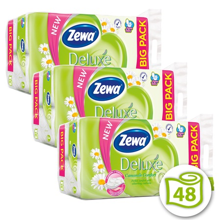 Zewa Deluxe 3 rétegű toalettpapír, Camomile Comfort, 3x16 tekercs - eMAG.hu