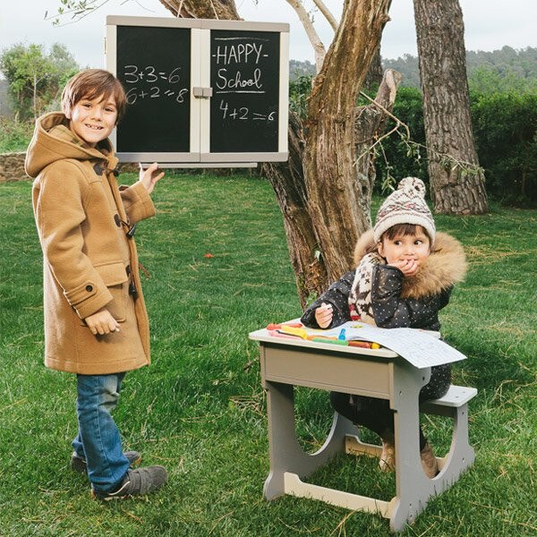 Birou si banca din lemn pentru scolari EUREKAKIDS - eMAG.ro