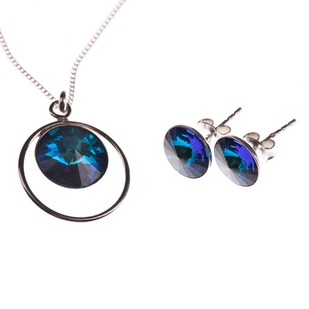 Set Royals din argint 925 cu cristale rotunde - Ocean Blue - eMAG.ro