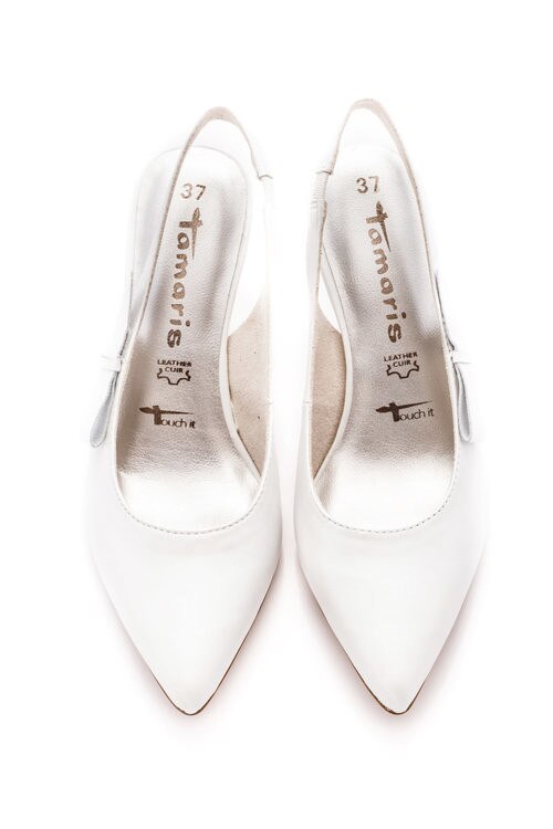 Pantofi cu toc, Dama, Piele, Tamaris, Alb, 37 - eMAG.ro
