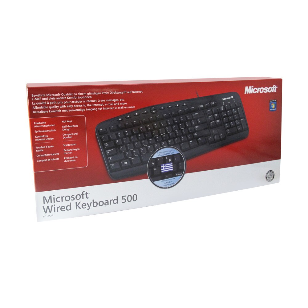 Tastatura Microsoft 500 multimedia, PS2, Greek Layout, Negru - eMAG.ro