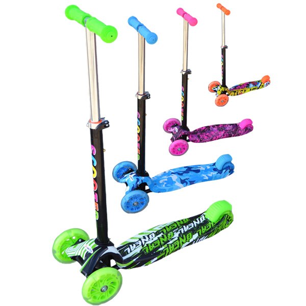 Trotineta Scooter cu 3 roti, desene si LED-uri, lungime 76 cm, Orange ...