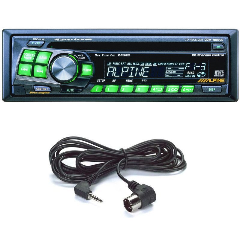 Пакет Alpine CD плейър за кола Alpine CDM-9805R + AUX кабел KCM-123B ...