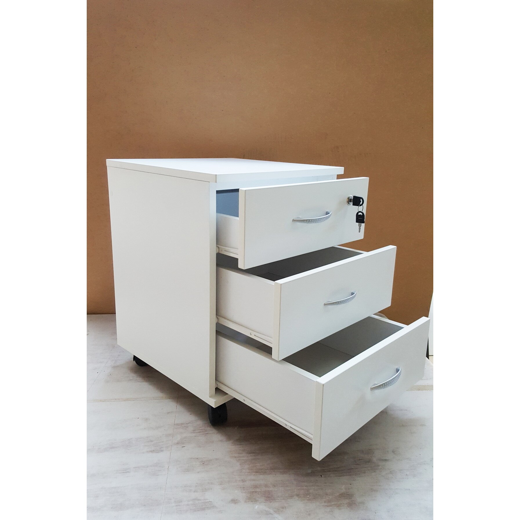 Rollbox cu 3 sertare, Alb perlat, 45 x 45 x 60h cm - eMAG.ro