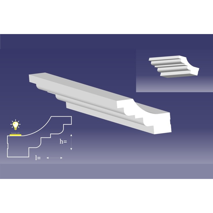 Scafa decorativa pentru banda LED S-08, din polistiren extrudat de ...