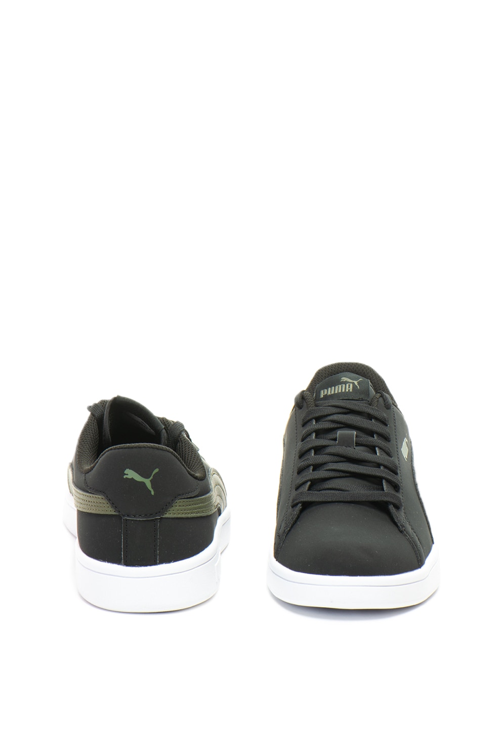 Puma, Спортни обувки Smash v2 с еко кожа и контрастни детайли, Черен ...