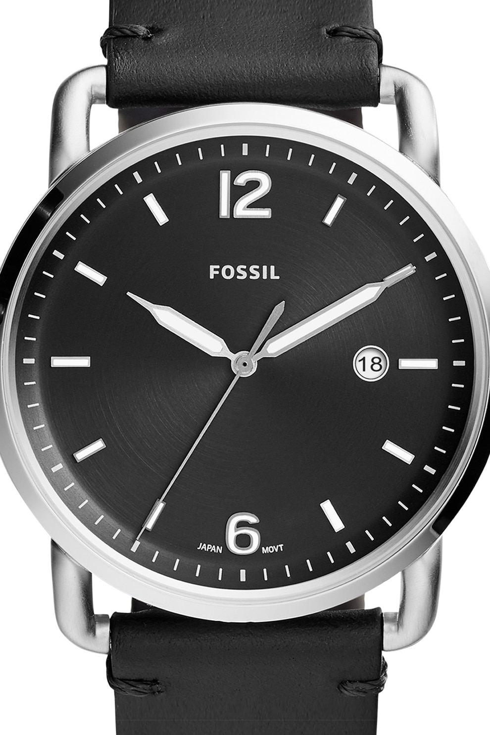 Fossil, Ceas cu o curea de piele The Commmuter, Negru - eMAG.ro