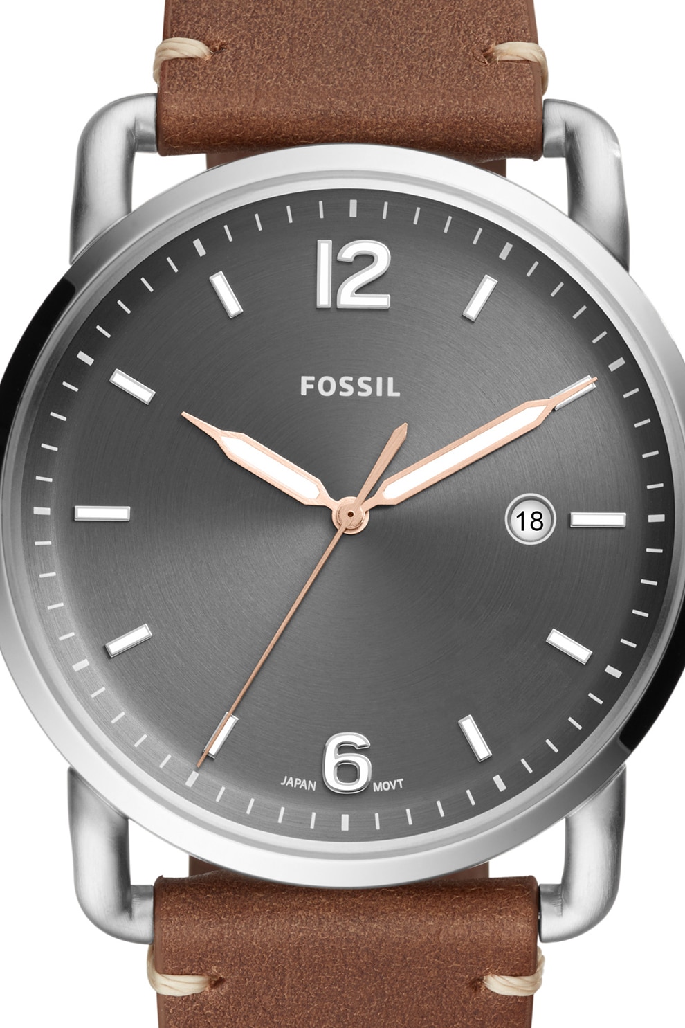 Fossil, Ceas cu o curea de piele The Commmuter, Maro - eMAG.ro