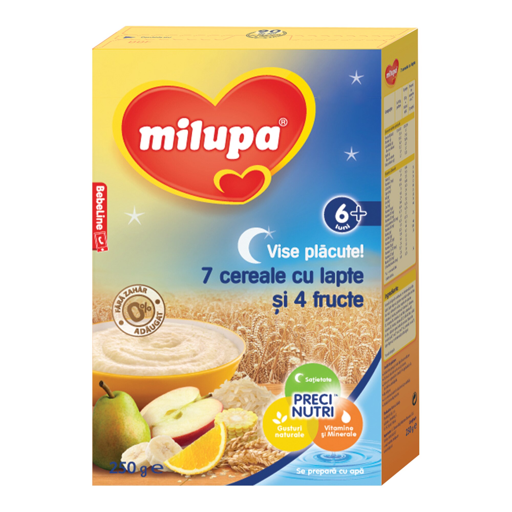 Cereale cu lapte, Milupa, Vise Placute, 7 cereale cu lapte si 4 fructe ...
