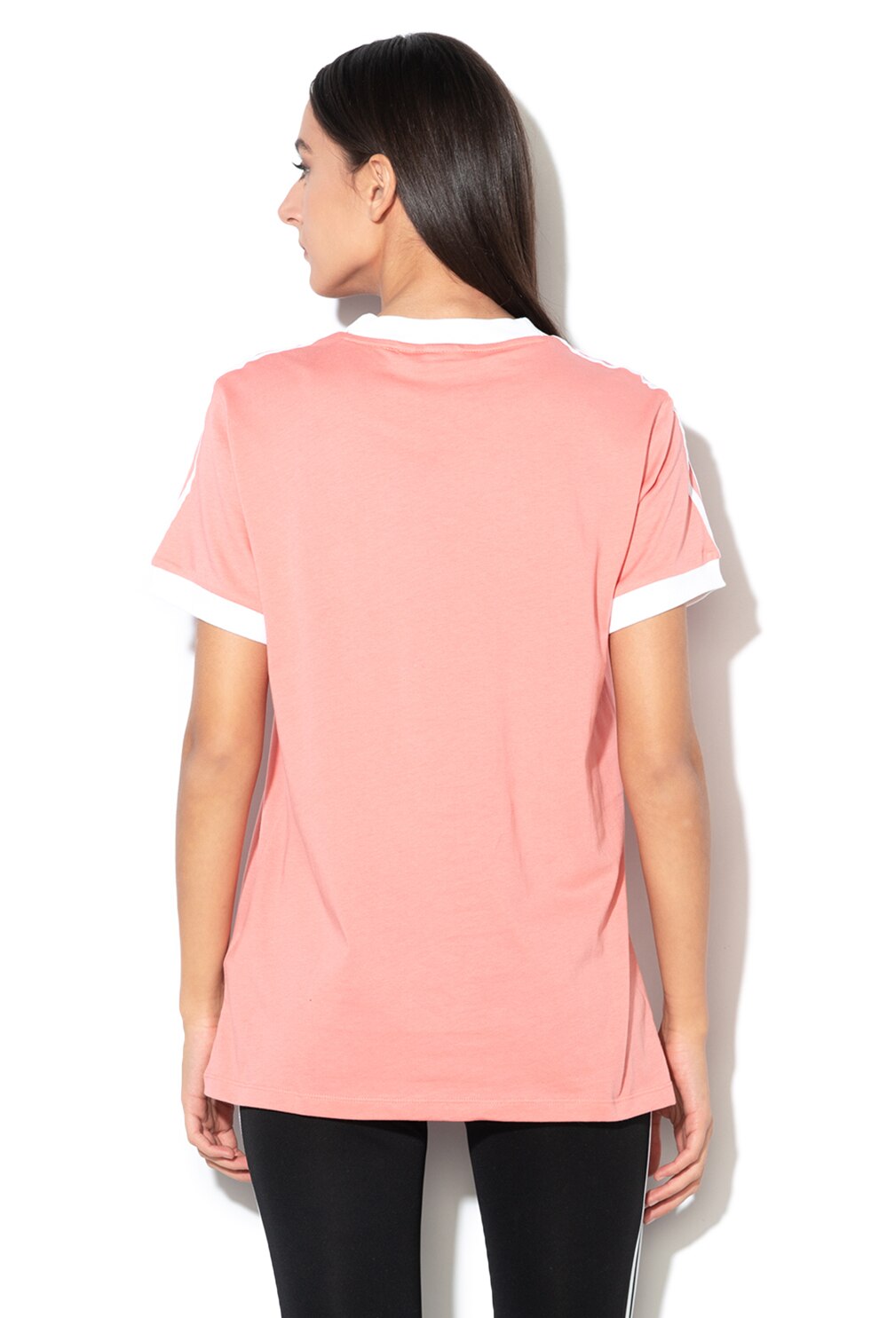 Adidas ORIGINALS, Tricou cu logo brodat 3 Stripes, Roz/Alb, 36 - eMAG.ro