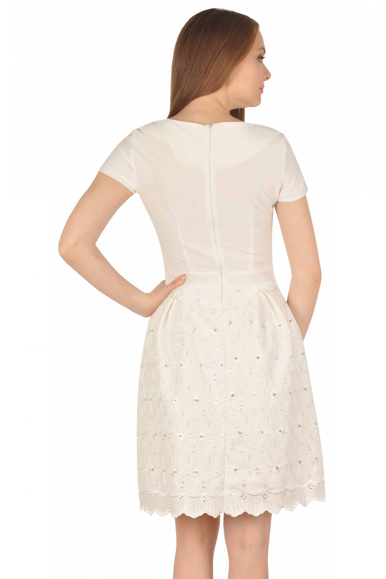 Rochie alba closata cu dantela La Femme, 42 - eMAG.ro
