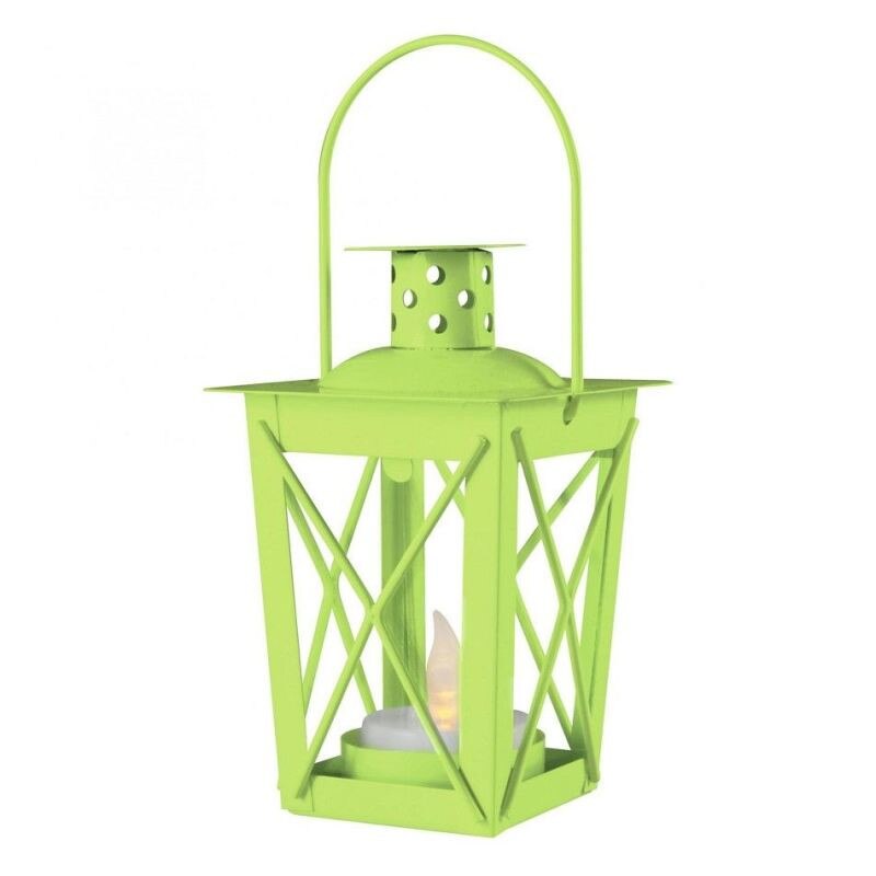 Felinar metalic pentru interior, cu candela tip LED, verde - eMAG.ro