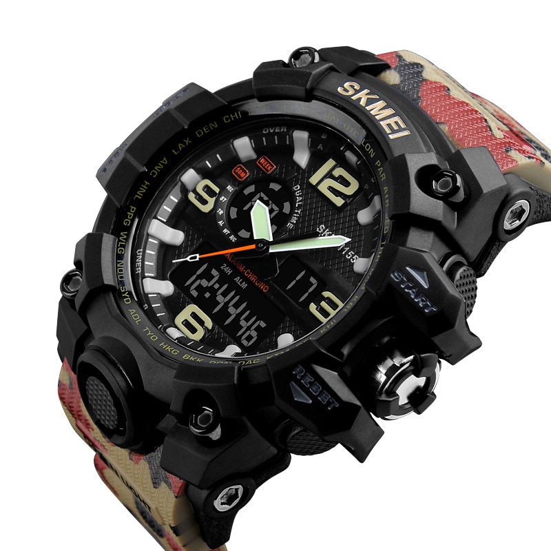 Ceas sport-casual pentru barbati Skmei Indestructible, model camuflaj ...