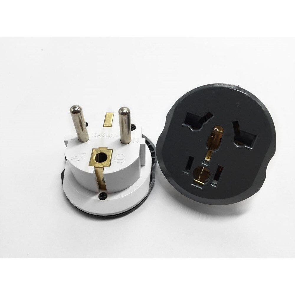 Adaptor Universal 16A la Tip Priza Europa, Model Merken, Negru-Alb ...