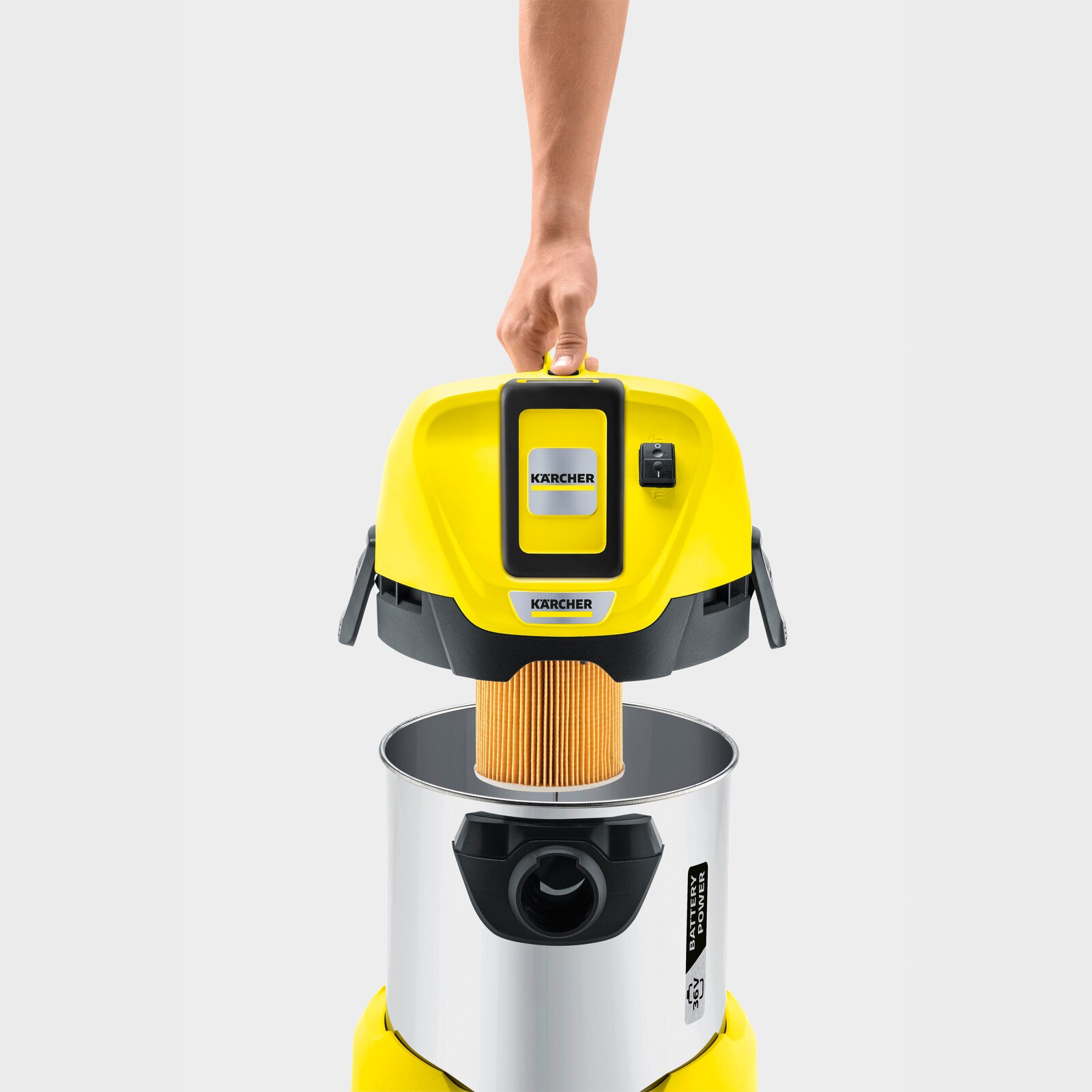 Aspirator umed/uscat Karcher WD 3 Battery Premium, 300W, 36V, 2.5Ah, 17l, Otel inoxidabil - eMAG.ro