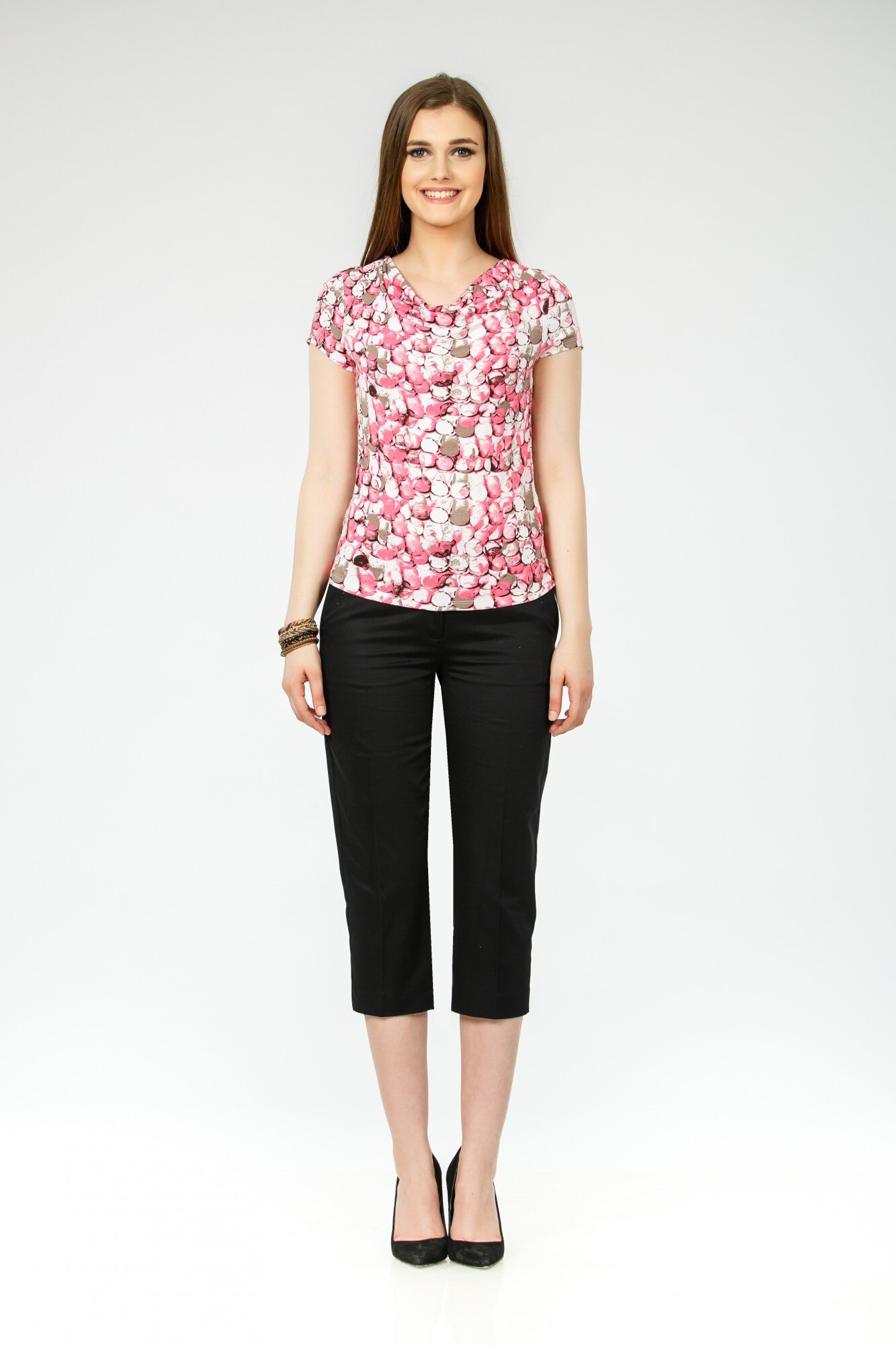 Bluza guler lasat CA3467, Roz de dama, Sense, 44 - eMAG.ro