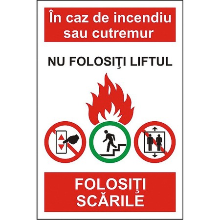 Indicator A4, In caz de incendiu sau cutremur folositi scarile! - eMAG.ro