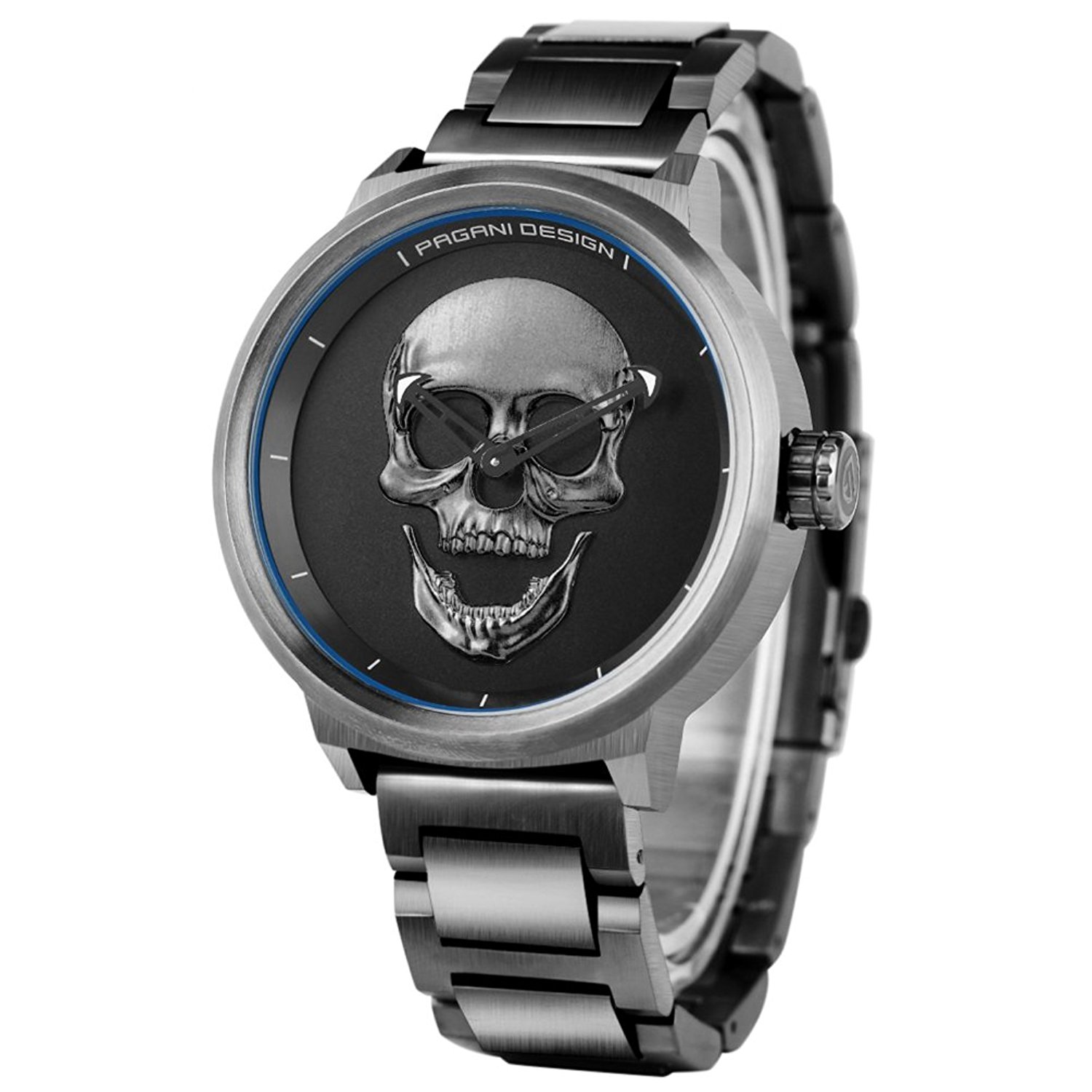 Ceas barbatesc Pagani Design 3D SKULL, Otel inoxidabil, Negru - eMAG.ro