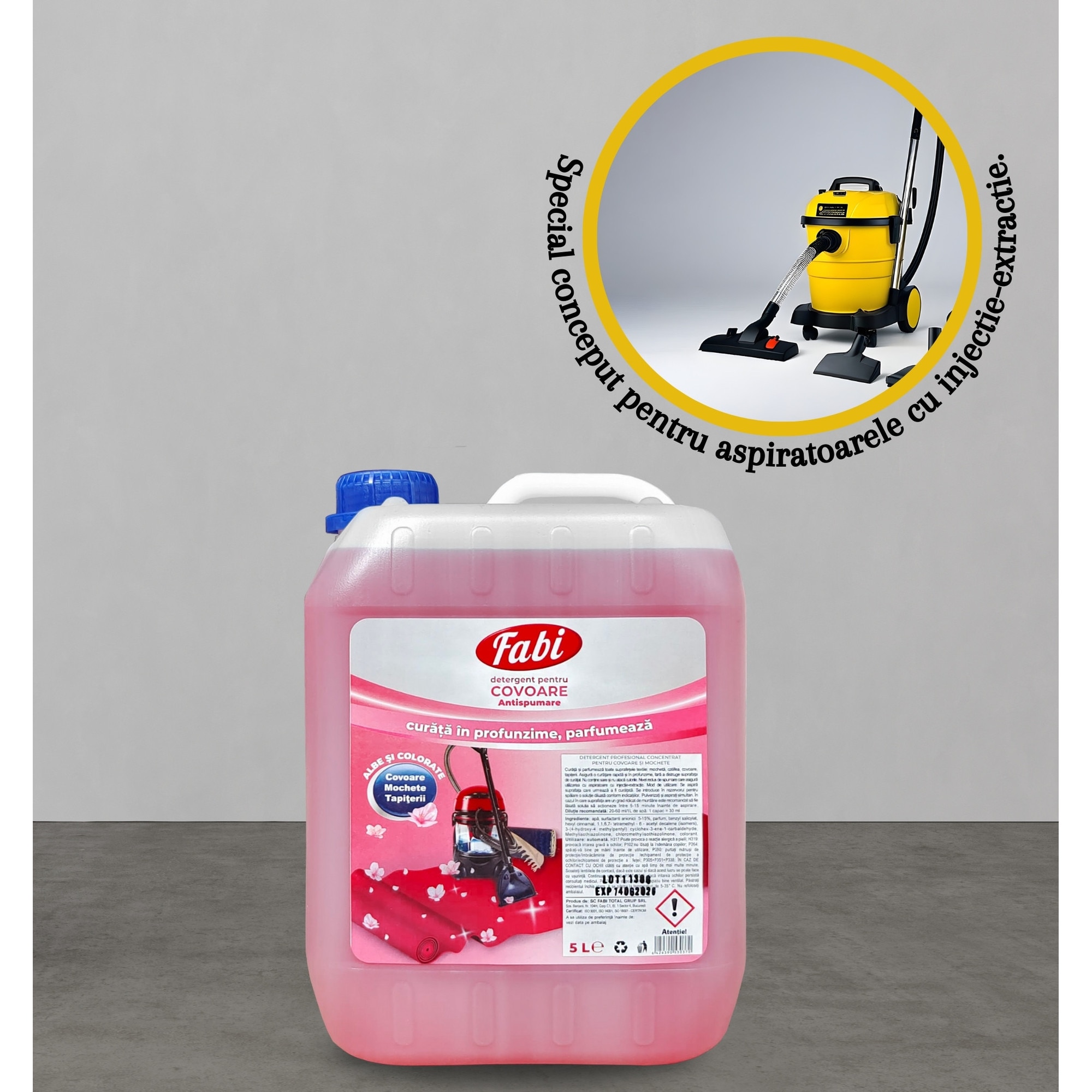 Detergent profesional pentru covor si mocheta, injectie-extractie, Fabi ...