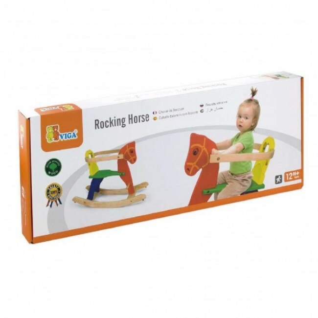Calut balansoar colorat, Calut balansoar din lemn, 1 an + - eMAG.ro