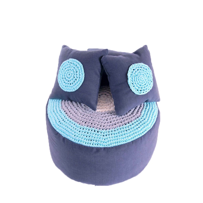 Taburet turcoaz cu gri, crosetat, diametru 60 cm - eMAG.ro