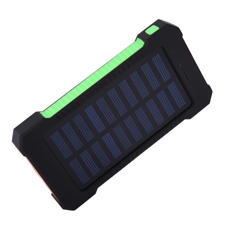 Acumulator Extern 10000 mAh, cu Panou Solara, 2 USB, Lanterna LED cu ...