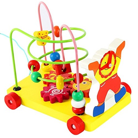 Jucarie educativa Labirint, circuit cu bile din lemn si ceas - eMAG.ro