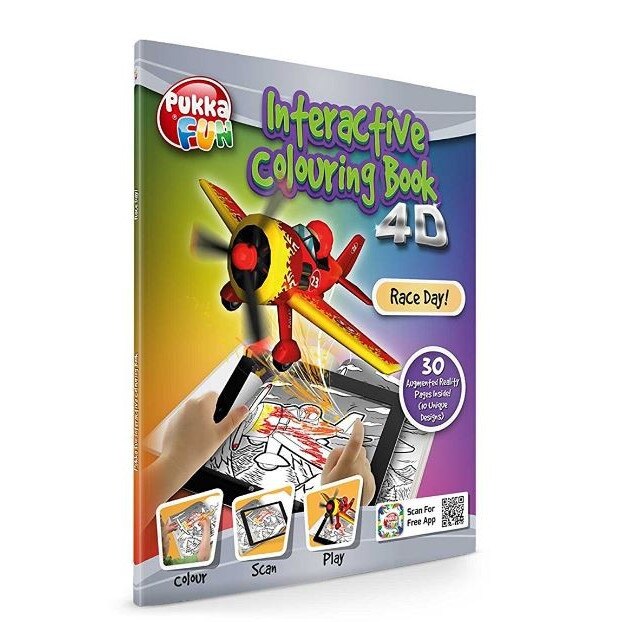 Pukka Fun 4D Interactive Colouring Book - Race Day! - eMAG.ro
