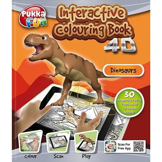 Pukka Fun 4D Interactive Colouring Book - Dinosaurs - eMAG.ro