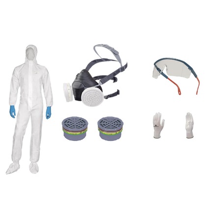 Kit Vopsitor - Combinezon,Semimasca+Filtre, Ochelari, Manusi ,Marimea S ...