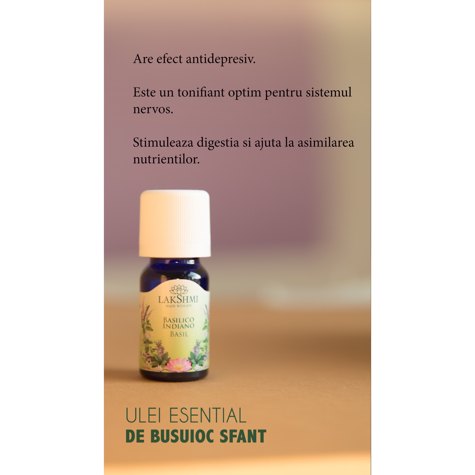 Ulei esential de busuioc sfant, Lakshmi, 10 ml - eMAG.ro