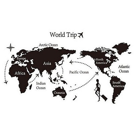 Sticker perete harta lumii, World Trip, 140 x 80 cm - eMAG.ro