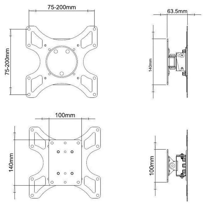 Suport TV de perete, 1 articulatie, reglabil, 19-37 inch(48cm-94cm ...