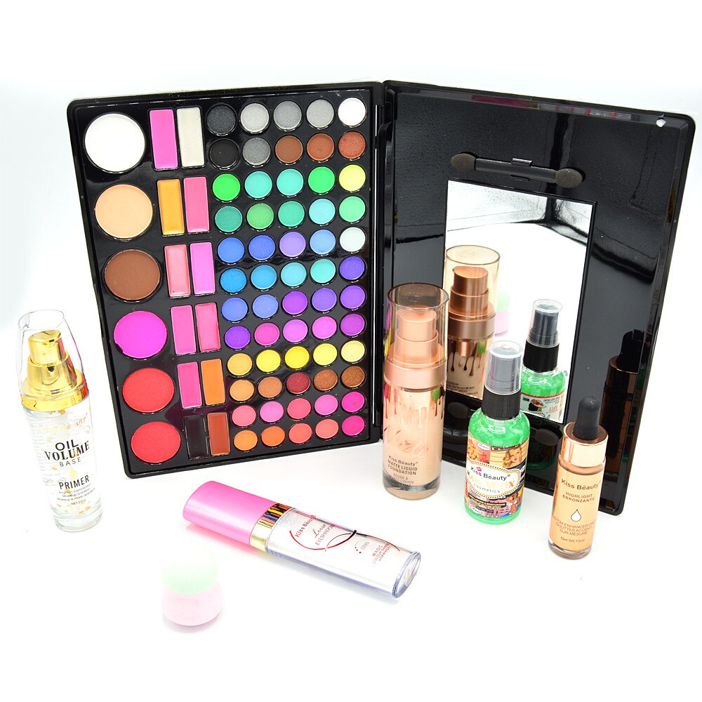 Set complet Machiaj 7 piese cu iluminator inclus - eMAG.ro