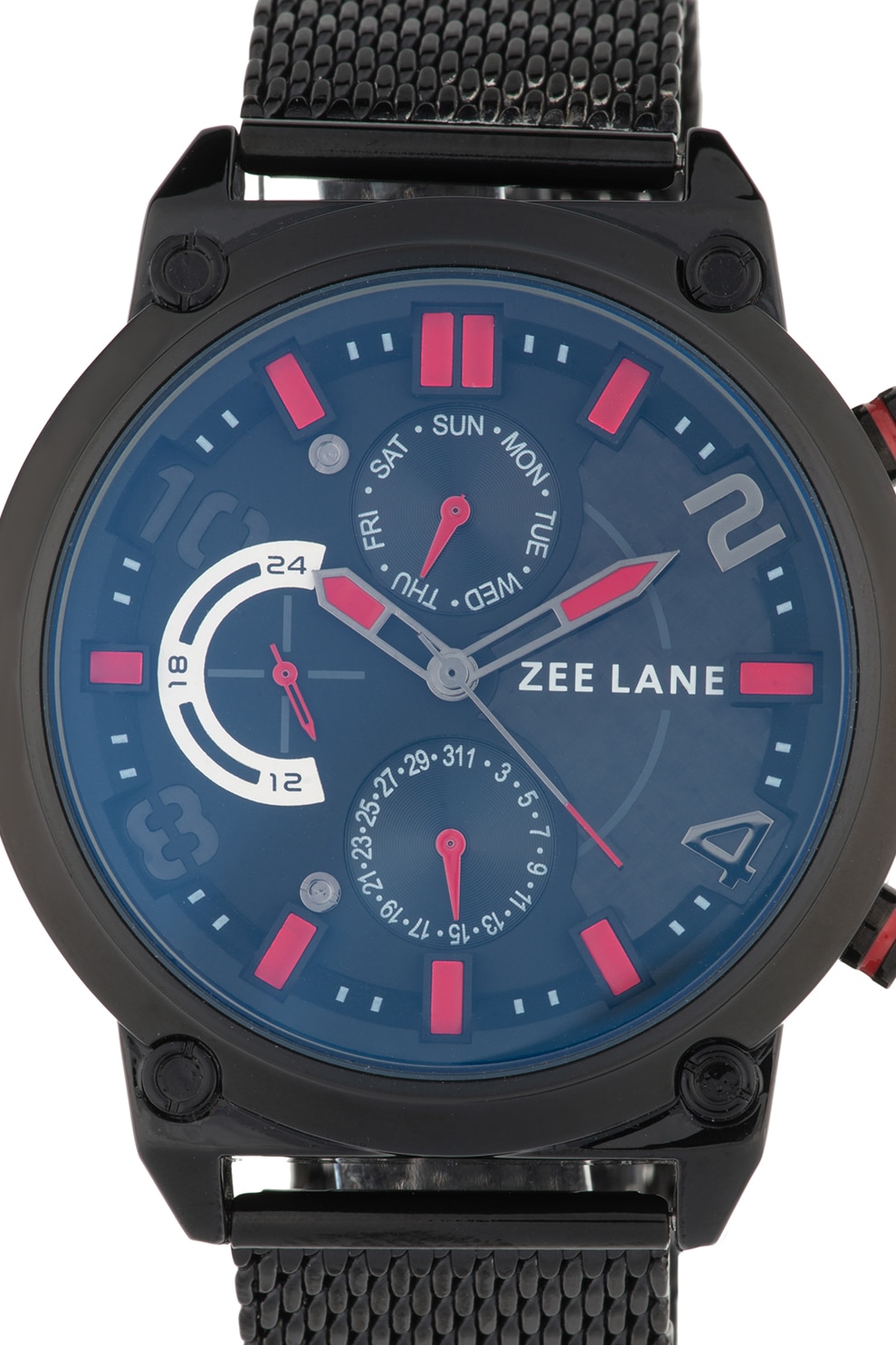 Zee Lane, Мултифункционален часовник от неръждаема стомана, Черен - eMAG.bg