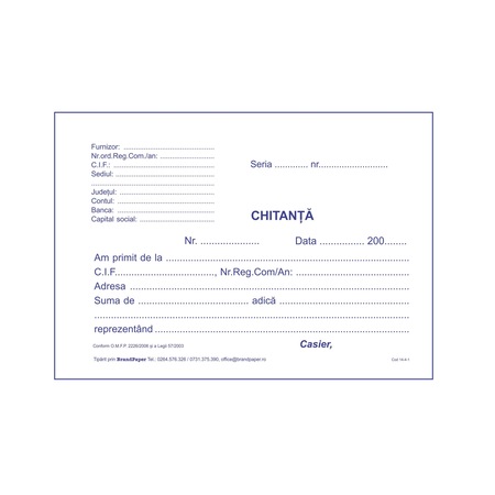 Chitantier Autocopiativ, Format A6, 3 Exemplare, 50 Seturi/Carnet ...