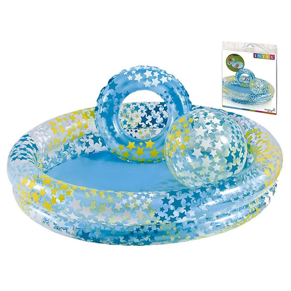 Piscina gonflabil INTEX 122x25cm, minge plaja 51cm si colac inot 51cm ...